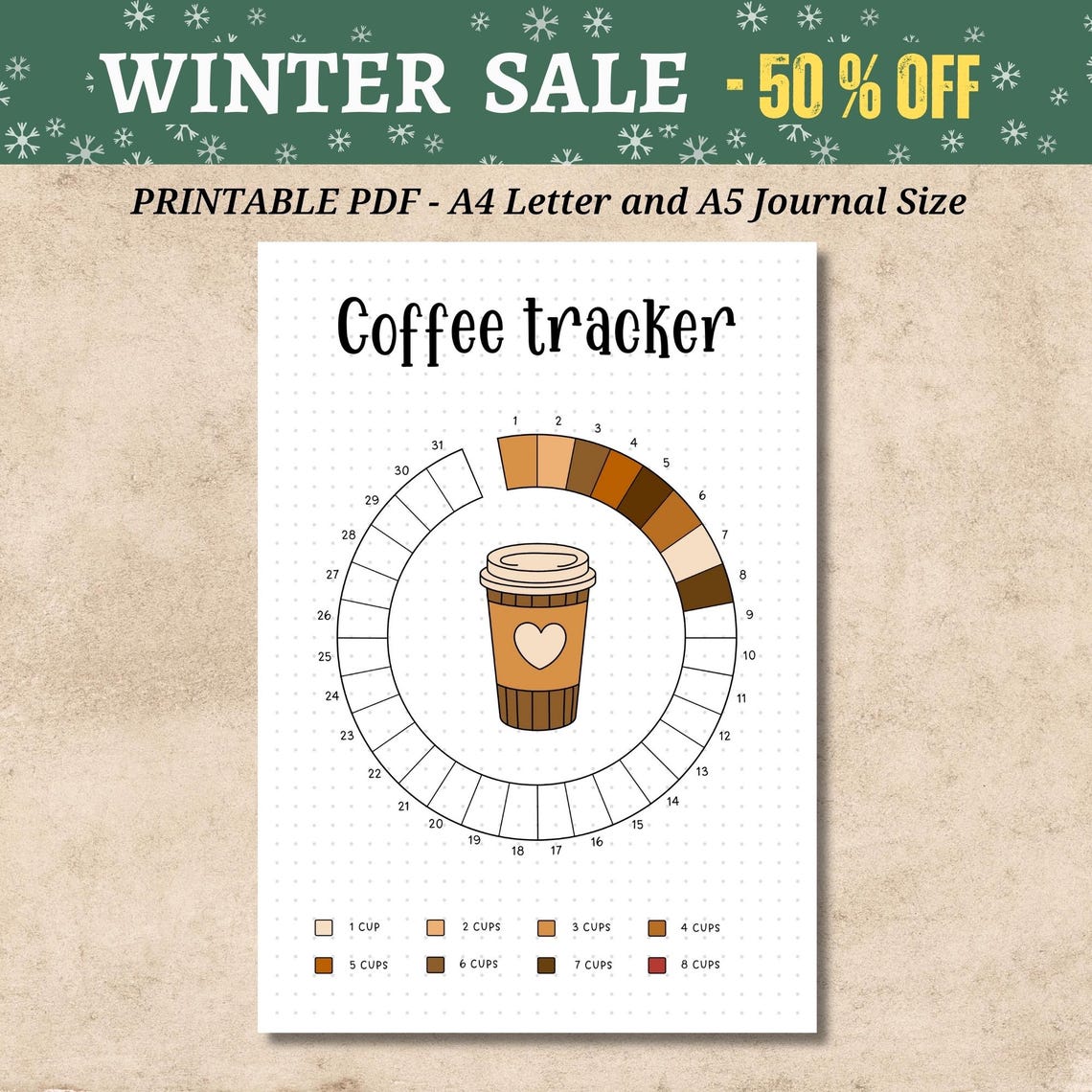 Coffee Tracker Printable Journal Page Health Tracker Bujo Printable ...
