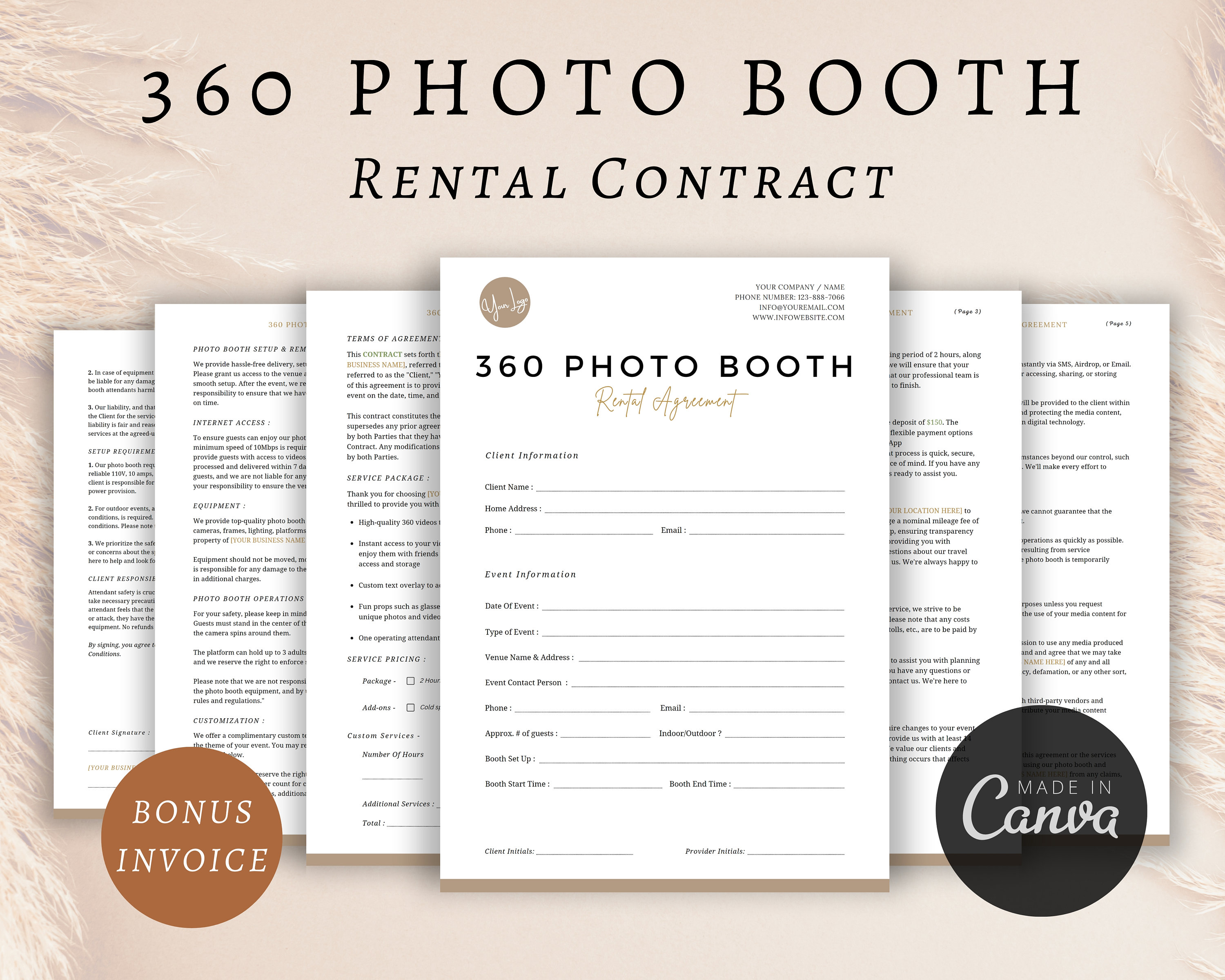 360 Photo Booth Contract Template, Photo Booth Template, Canva Contract ...