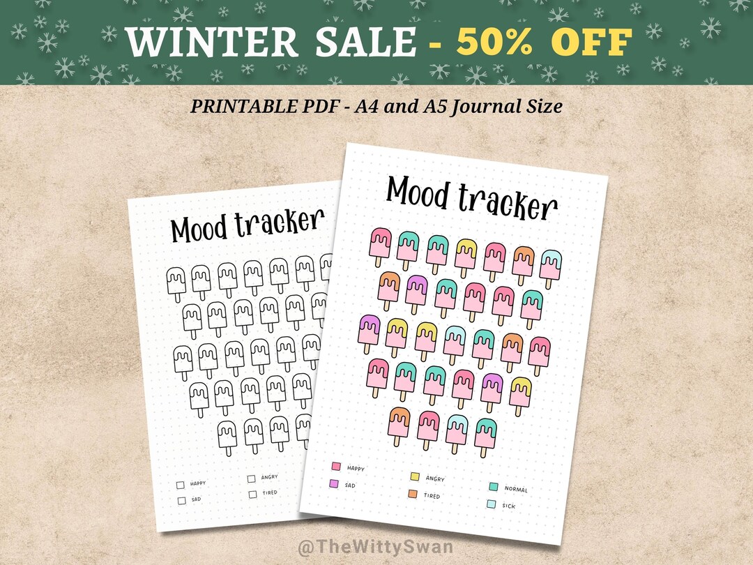 Ice Cream Mood Tracker Journal Pages Printable Mood Habit Tracker Bujo ...