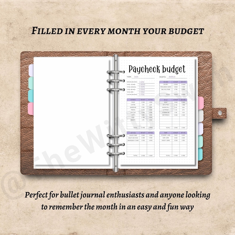 Paycheck Budget Tracker Journal Pages Printable Monthly Money Tracker ...