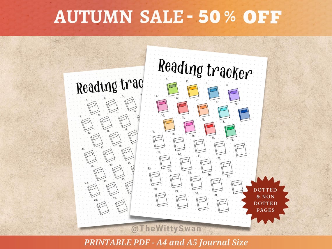 Monthly Reading Tracker Printable Journal Pages Book Habit Tracker Bujo ...