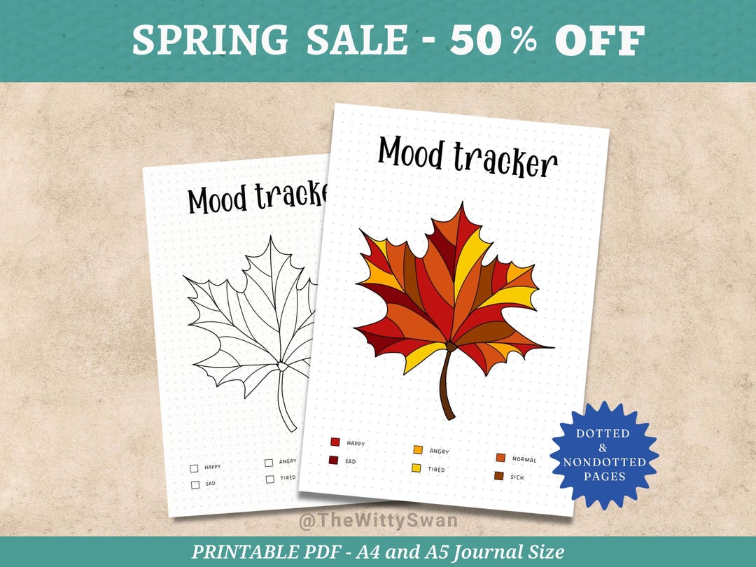Autumn Leaf Mood Tracker Journal Pages Printable Mood Habit Tracker ...