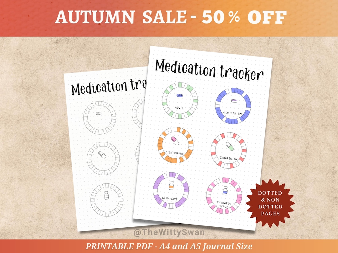 Medication Tracker Printable Journal Pages Monthly Tracker Bujo ...