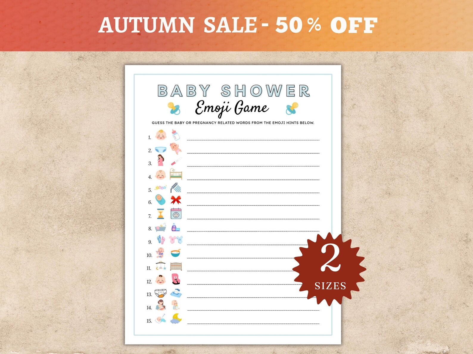 Baby Shower Emoji Pictionary Game Gender Reveal Party Games Baby Shower ...