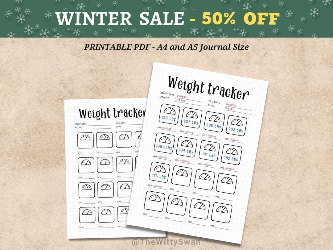 Weight Tracker Printable Journal Pages Weigh in Tracker Bujo Printable ...