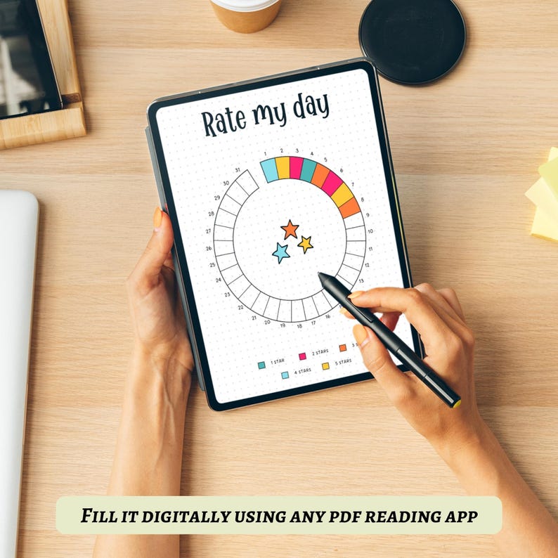Rate My Day Tracker Printable Journal Pages Wheel Tracker Bujo ...
