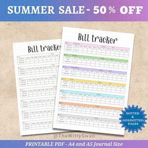 Bill Tracker Printable Journal Page Monthly Bill Pay Tracker Expense ...