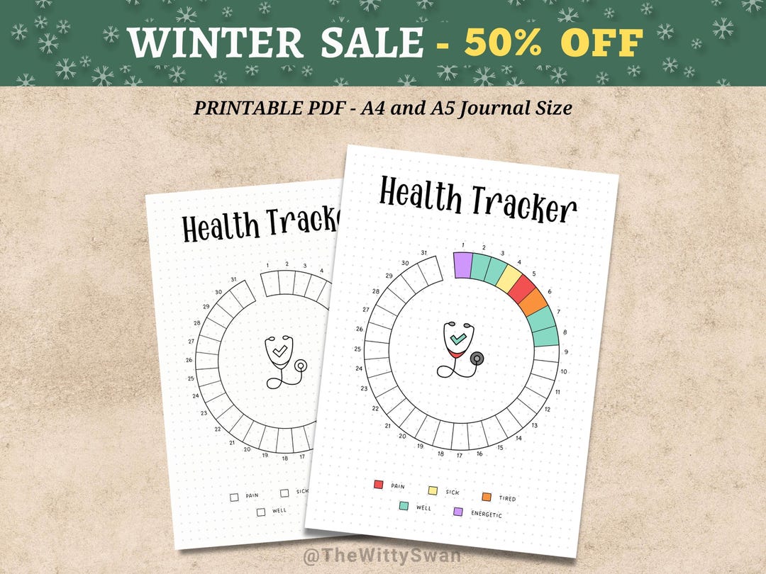 Health Tracker Journal Pages Printable Monthly Tracker Health Log Bujo ...