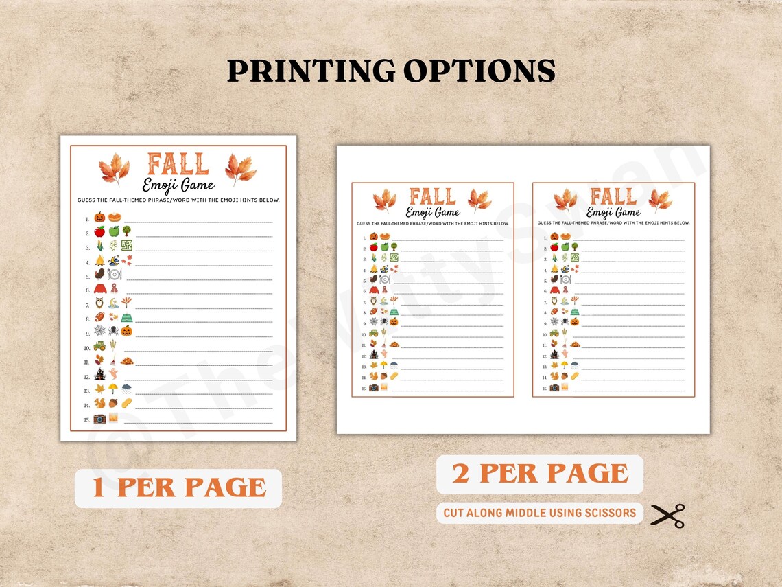 Fall Emoji Pictionary Game Printable Autumn Activities Fall Game for ...