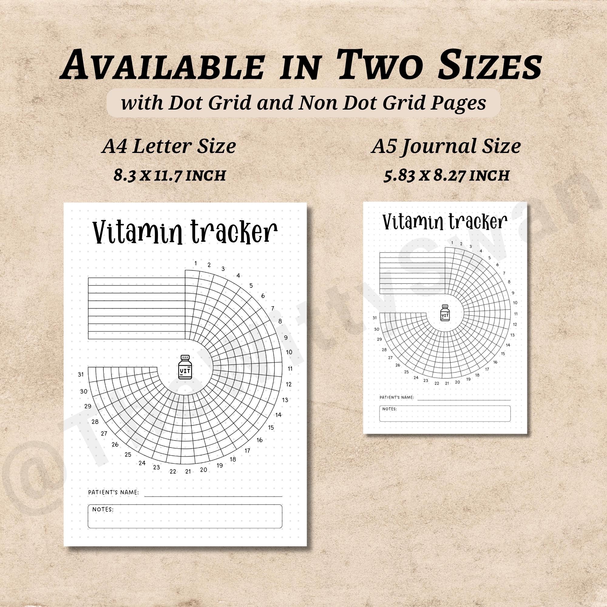 Vitamin Tracker Printable Journal Pages Supplement Tracker Monthly ...