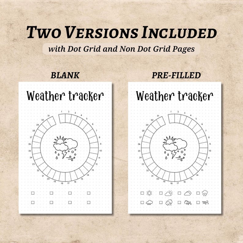 Weather Tracker Printable Journal Pages Monthly Tracker Bujo Printable ...