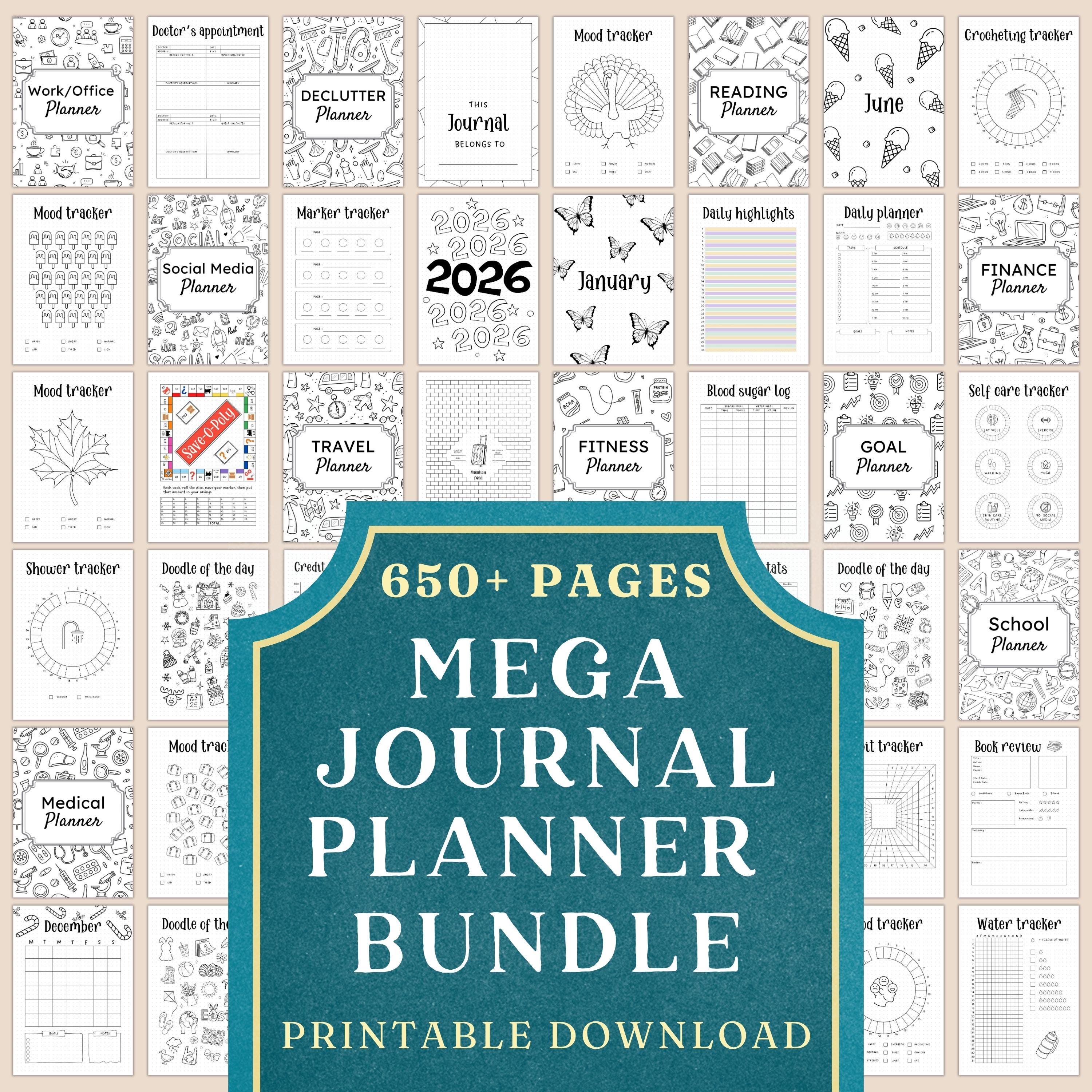 Planner Journal Digital Download 2026 Mega Bundle Bujo Printable ...