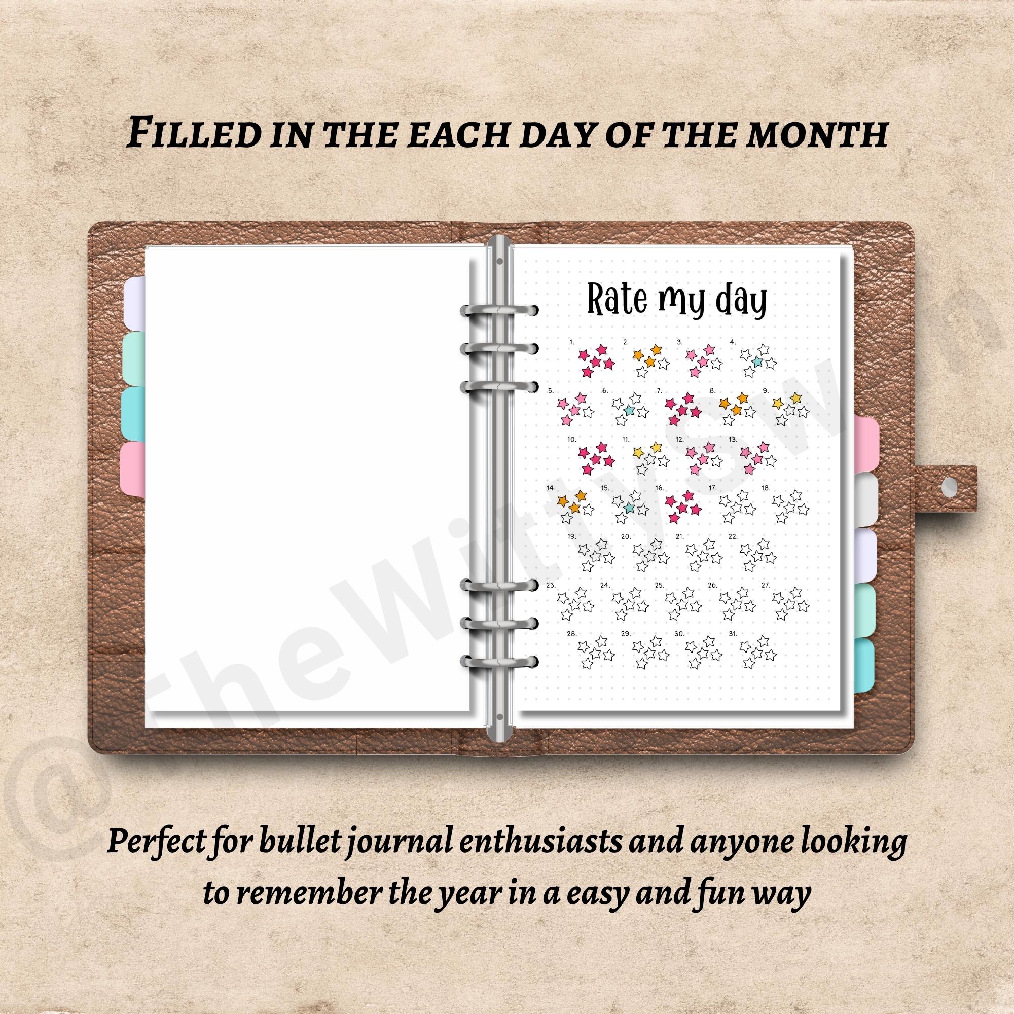 Rate My Day Tracker Printable Journal Pages Monthly Tracker Bujo ...