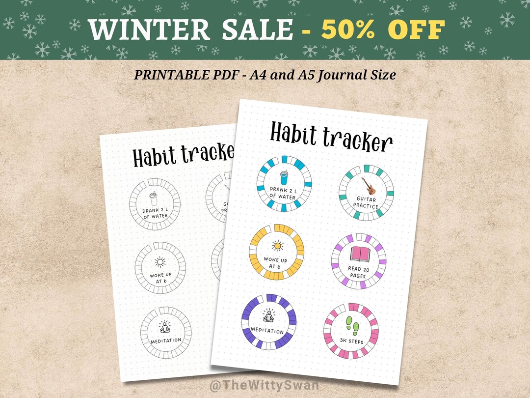 Habit Tracker Journal Pages Printable Monthly Tracker Bujo Printable ...