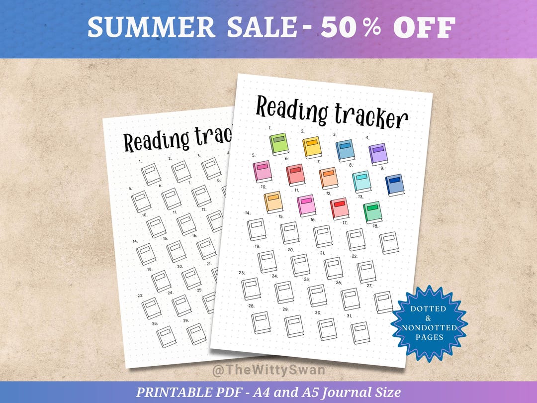 Monthly Reading Tracker Printable Journal Pages Book Habit Tracker Bujo ...