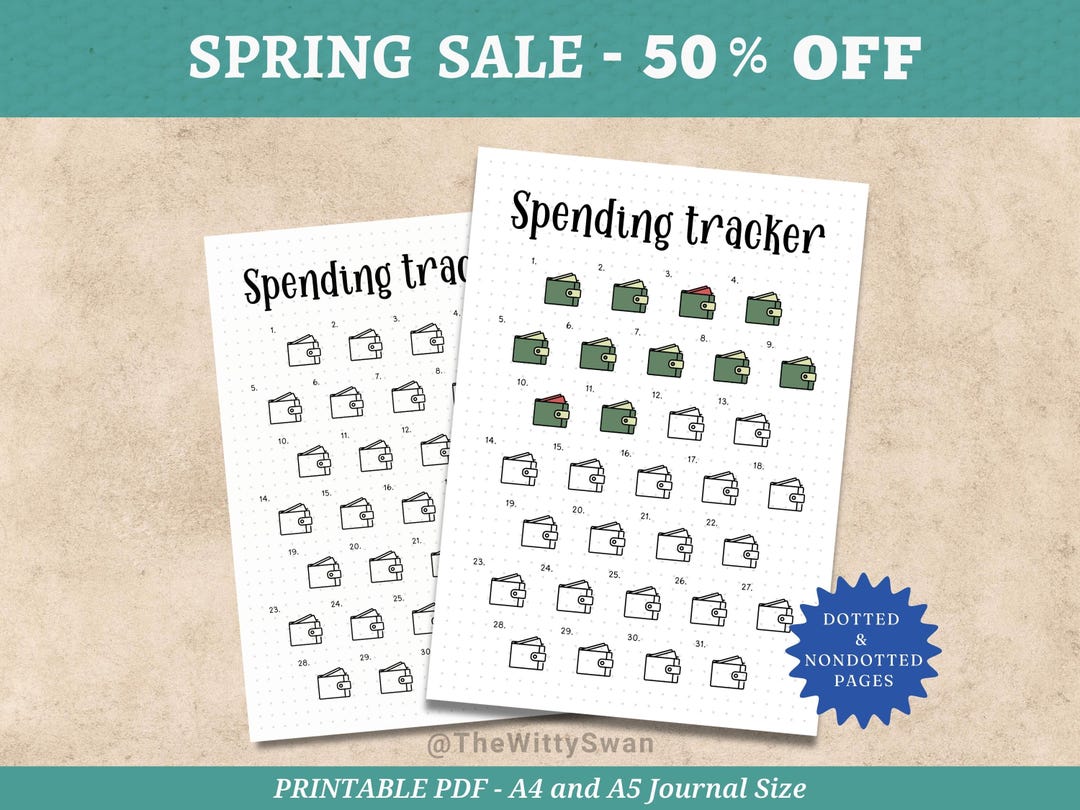 Monthly Spending Tracker Printable Journal Page Finance Tracker Bujo ...