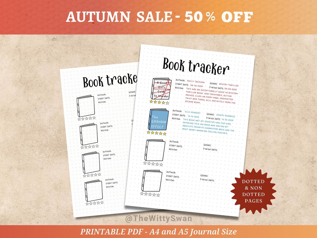 Book Review Tracker Printable Journal Pages Books Read Tracker Bujo ...