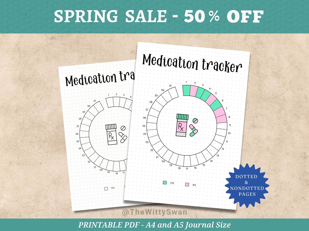 Medication Tracker Journal Pages Printable Monthly Tracker Bujo ...