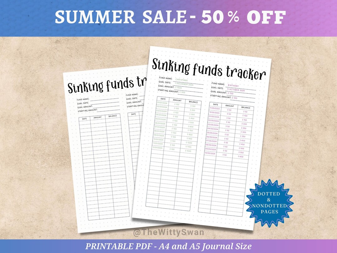 Sinking Funds Tracker Journal Pages Printable Money Tracker Bujo ...