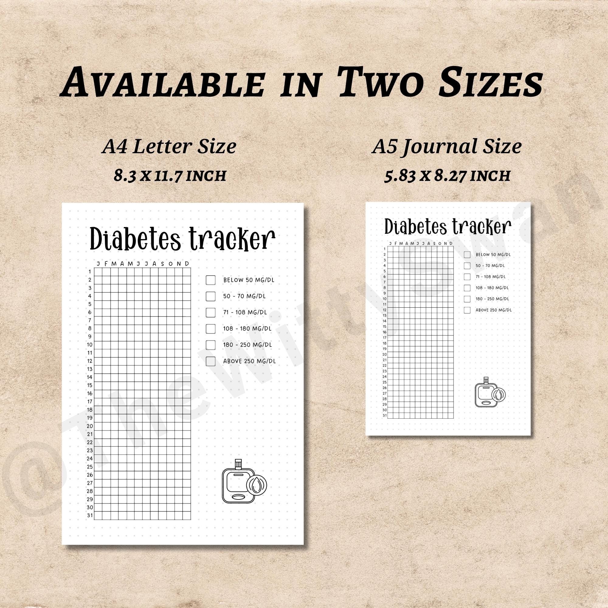 Diabetes Tracker Journal Pages Printable Yearly Tracker Bujo Printable ...