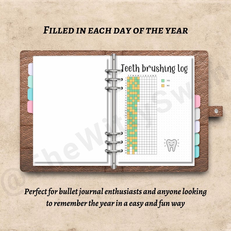 Teeth Brushing Tracker Journal Pages Printable Yearly Tracker Bujo ...