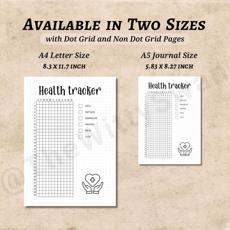 Health Tracker Journal Pages Printable Yearly Tracker Health Log Bujo ...