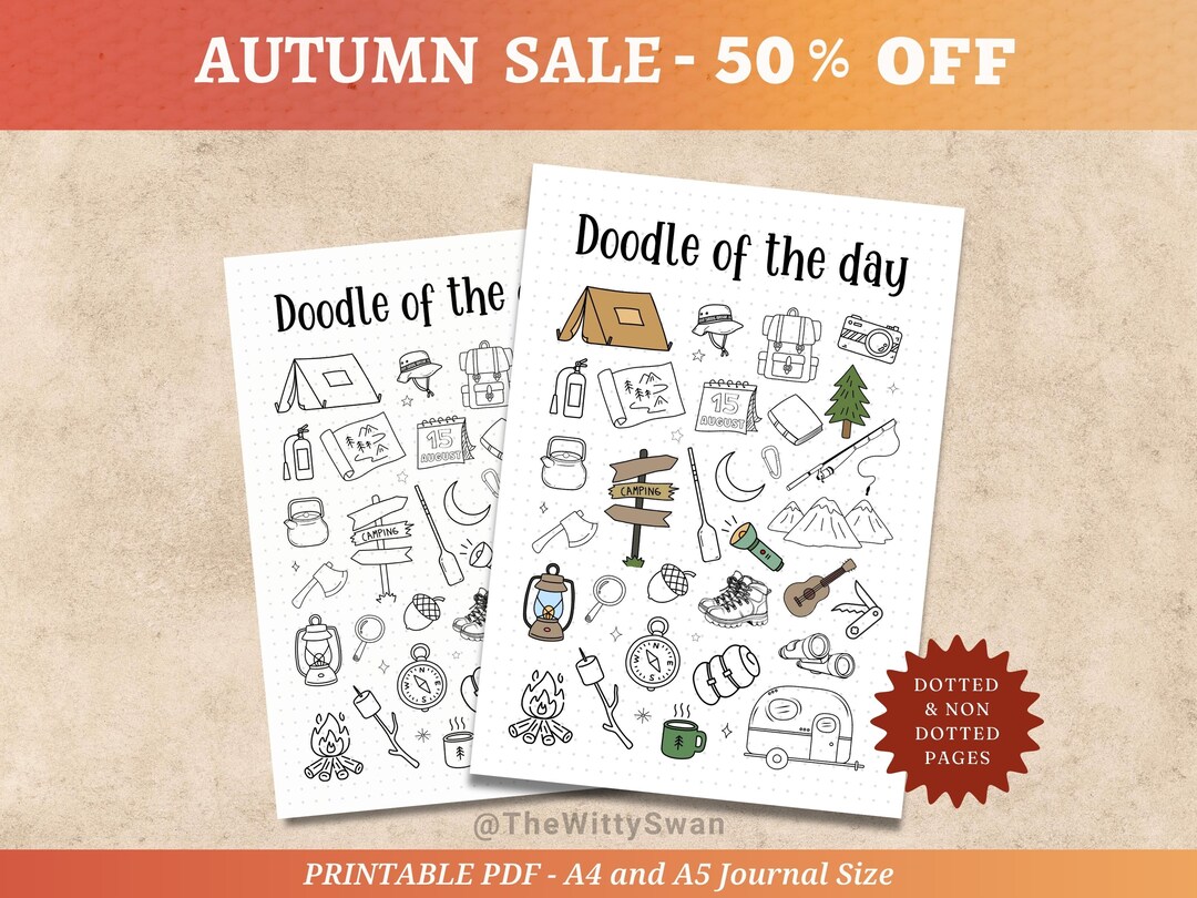 Doodle of the Day Printable Journal Pages Monthly Doodle of the Day A5 ...