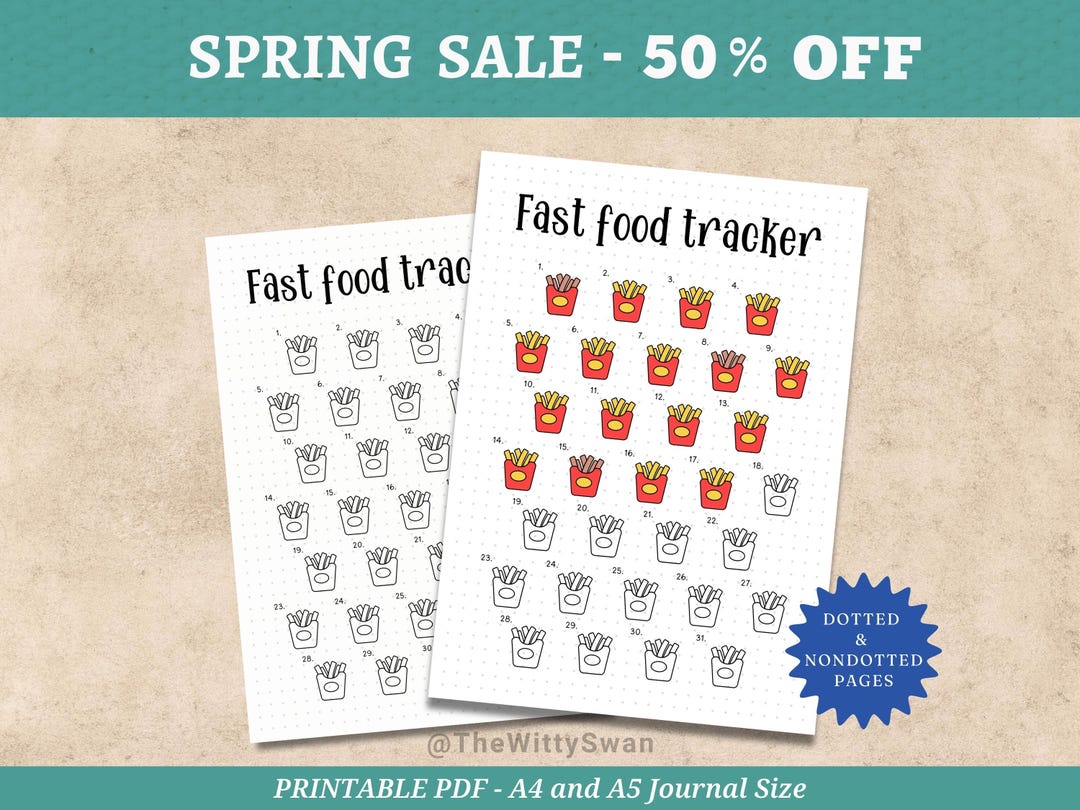 Fast Food Tracker Journal Page Printable Monthly Tracker Bujo Printable ...