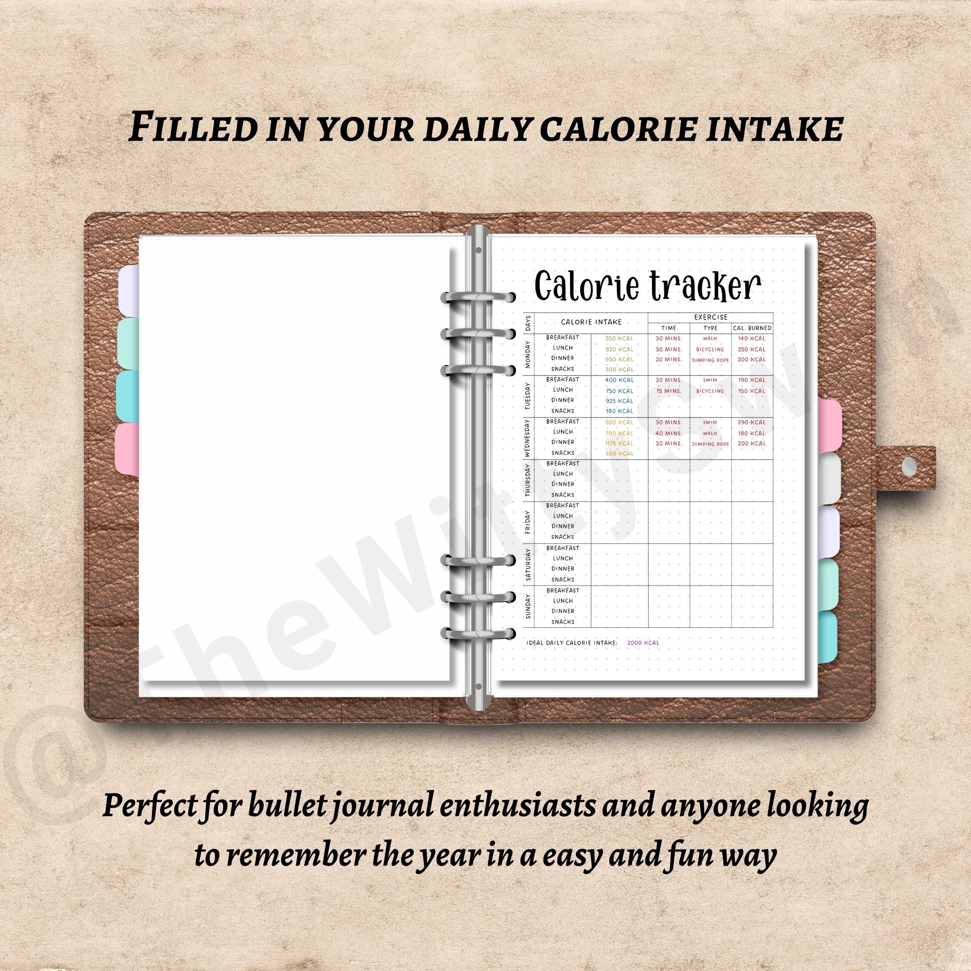 Calorie Tracker Printable Journal Pages Daily Food Log Diet Tracker ...