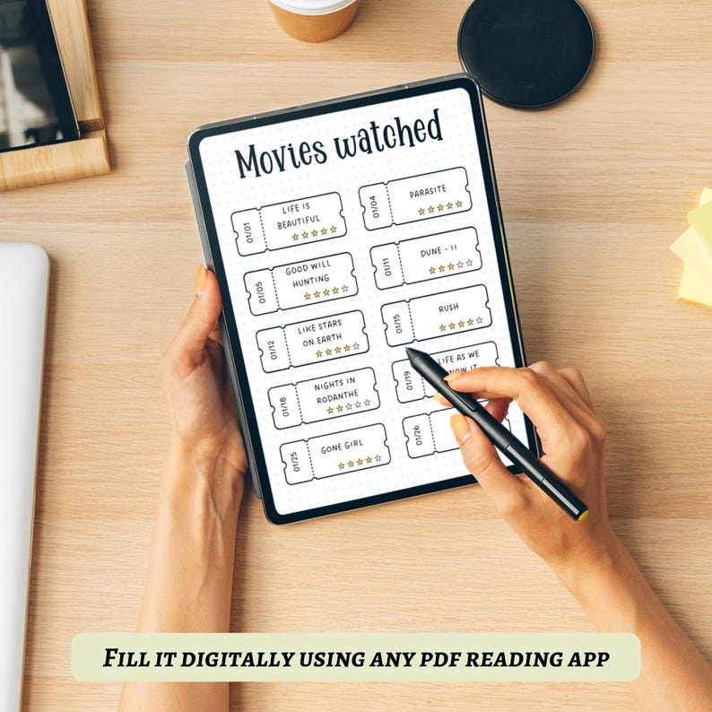 Movie Tracker Journal Pages Printable Movie List Bujo Printable Movie ...