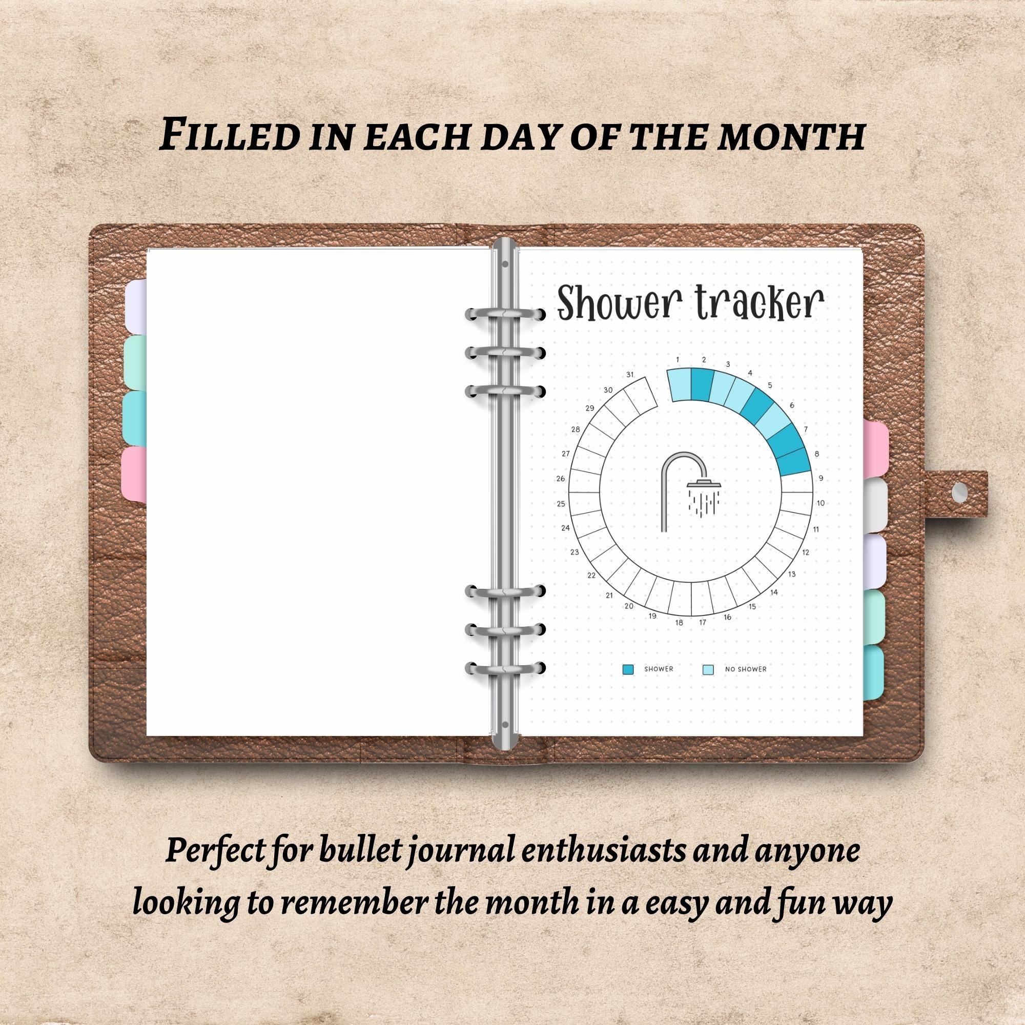 Shower Tracker Journal Pages Printable Wheel Tracker Bujo Printable ...