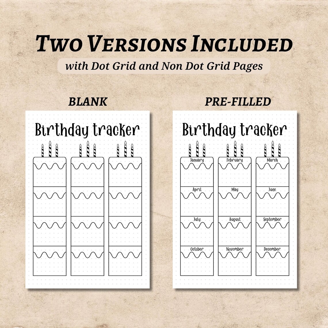 Birthday Tracker Journal Pages Printable Birthday Reminder Bujo ...