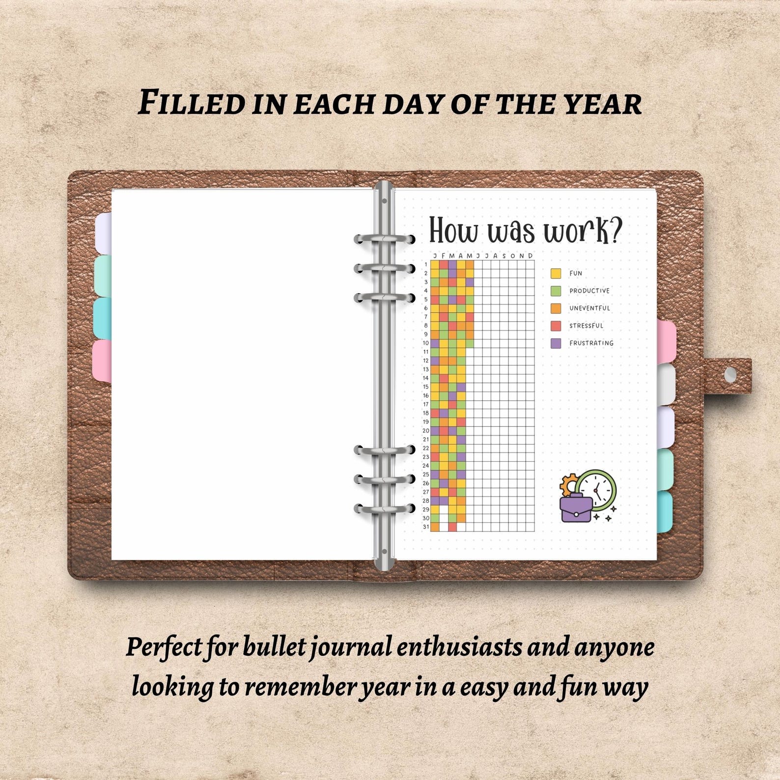 Work Tracker Printable Journal Pages Yearly Tracker Work Journal Bujo ...