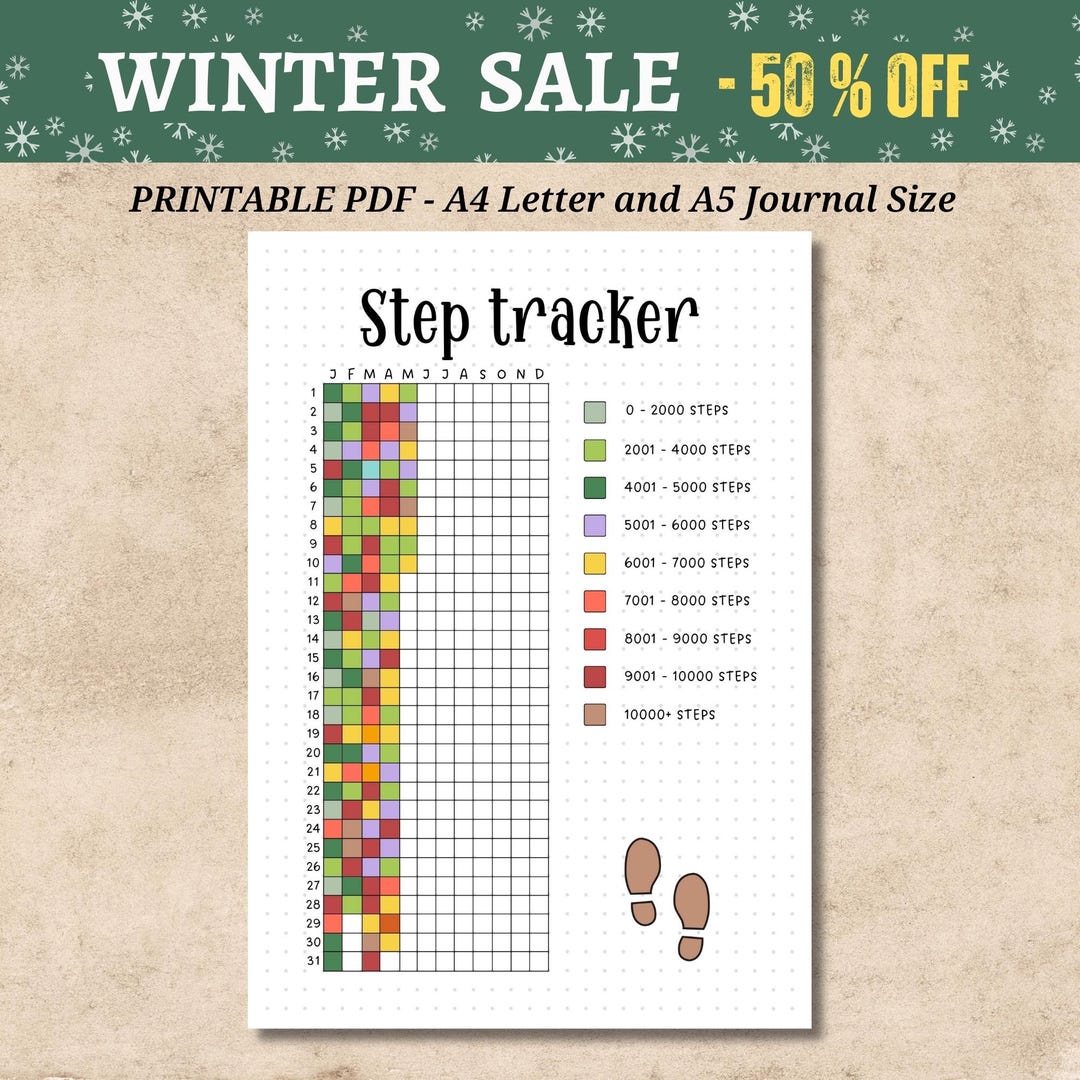 Step Tracker Printable Journal Pages Yearly Health Tracker Bujo ...