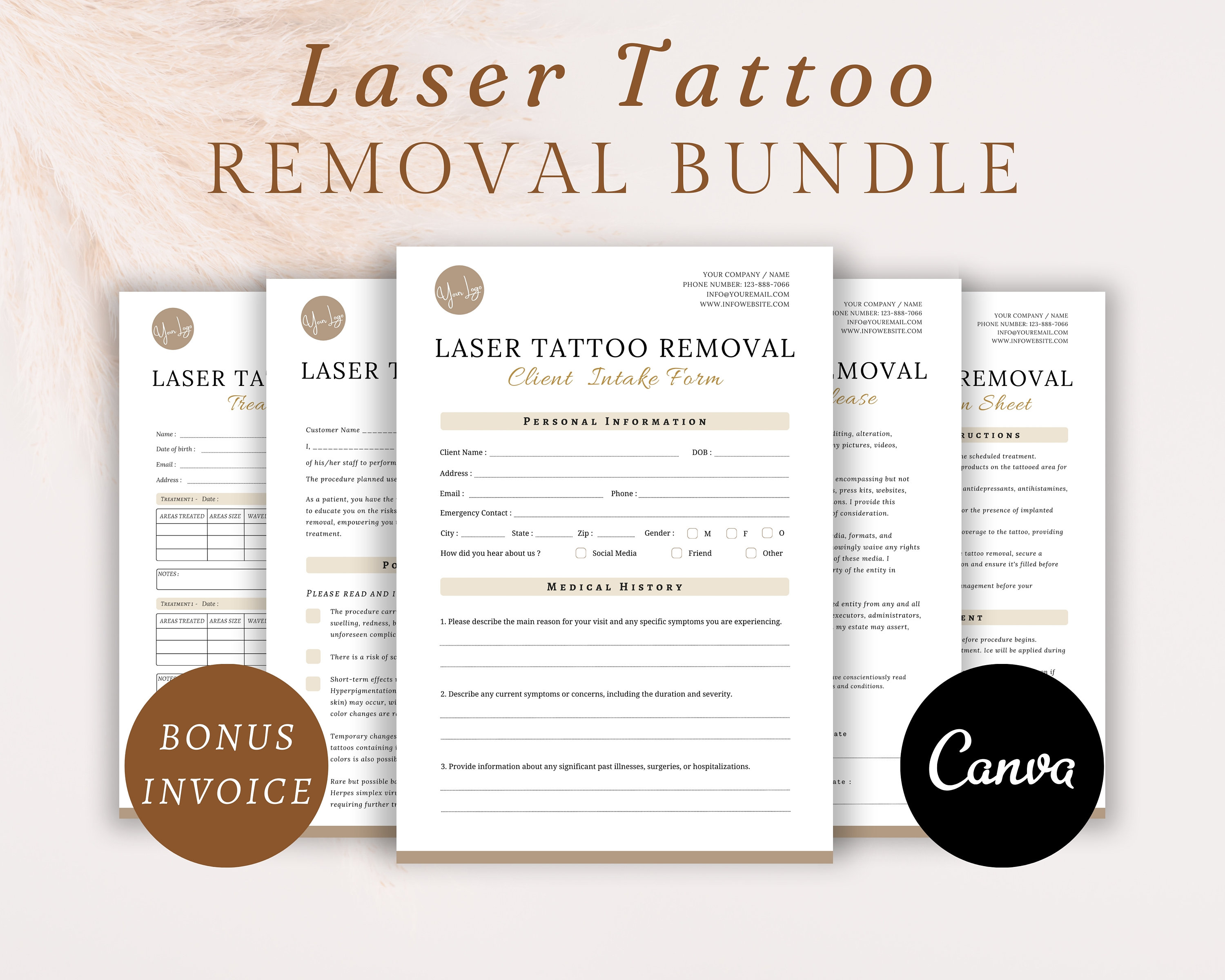 Laser Tattoo Removal Bundle, Client Consent Form, Editable Esthetician ...