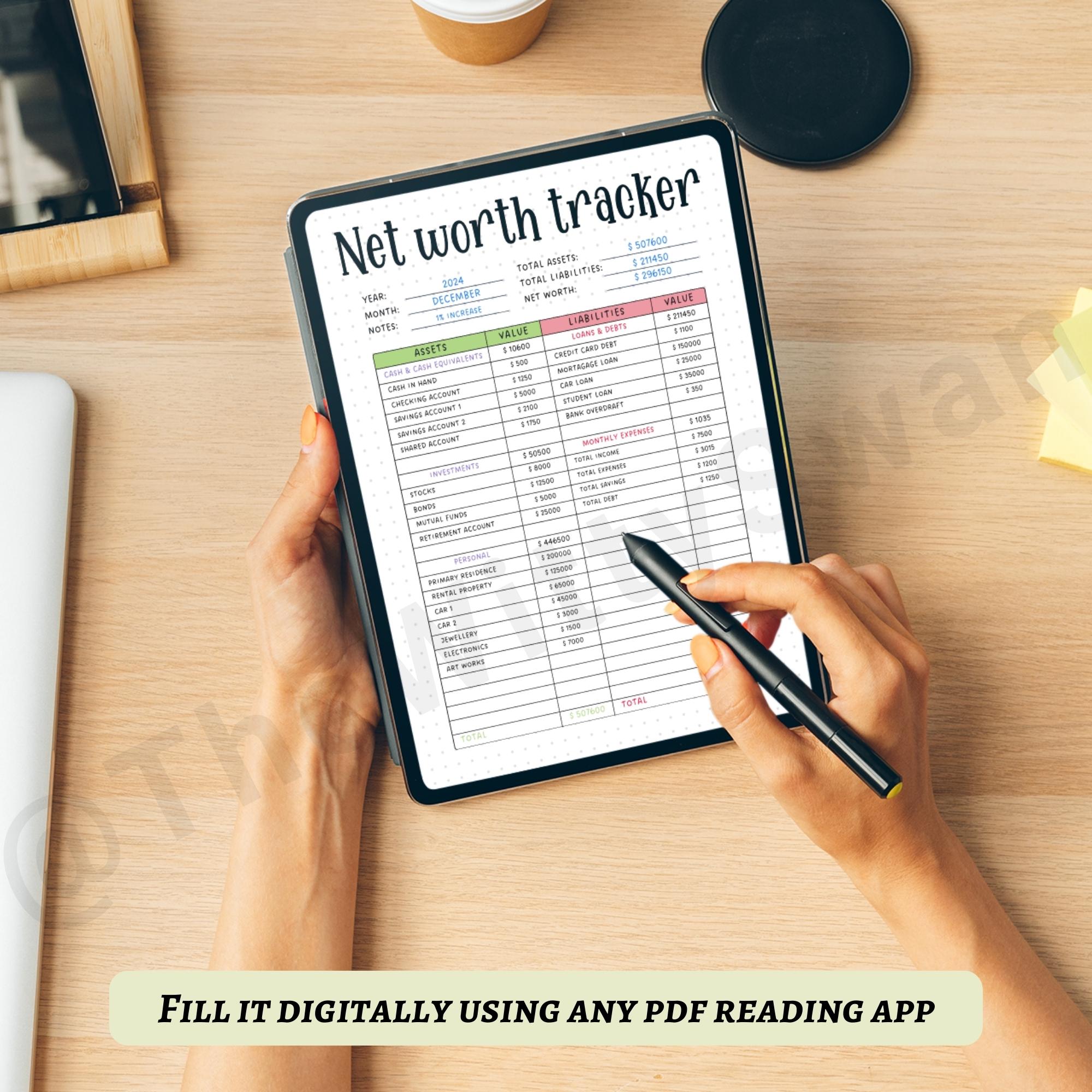 Net Worth Tracker Printable Journal Page Yearly Tracker Personal ...
