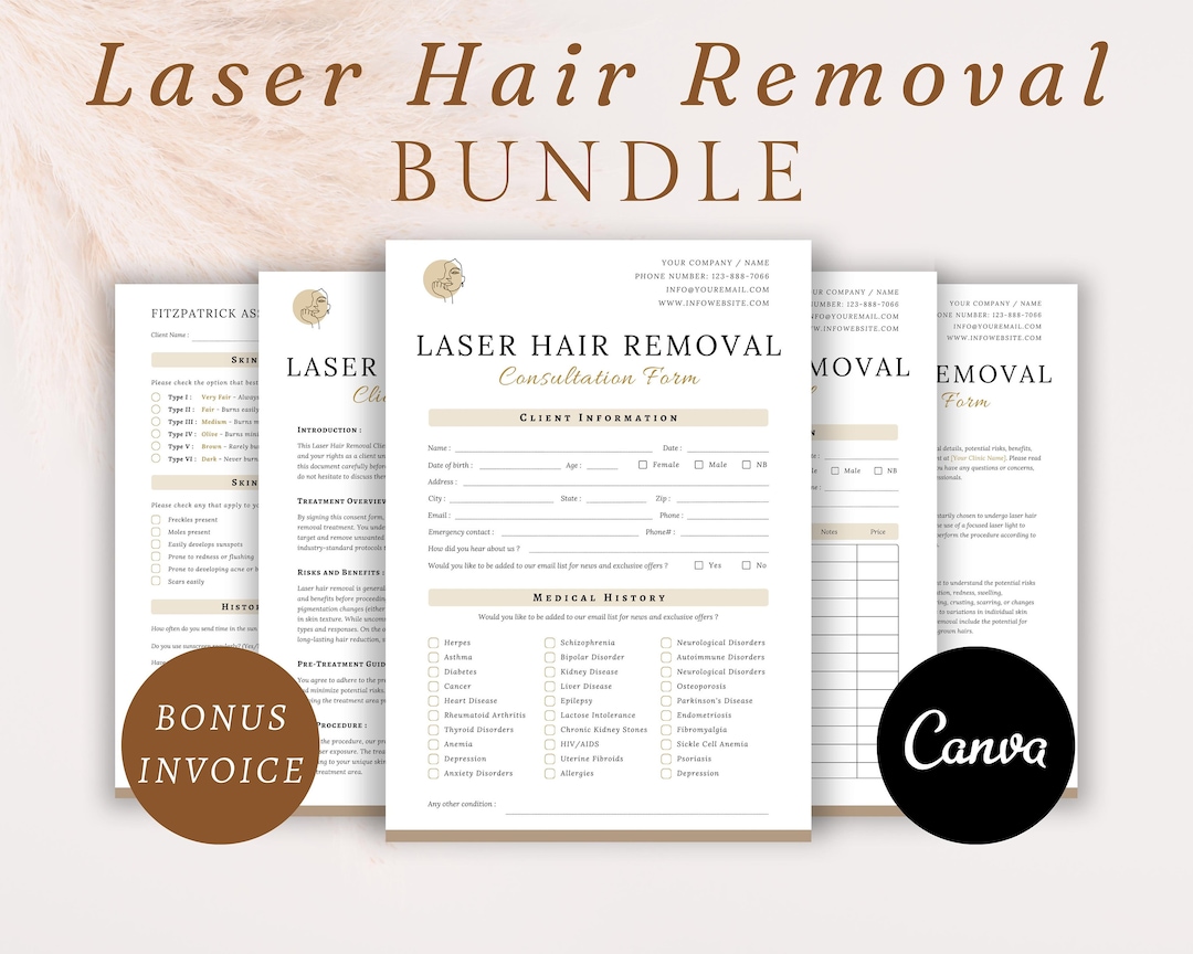 Laser Hair Removal Consent Forms, Esthetician Template, Laser Hair Reduction Form, Consultation ...