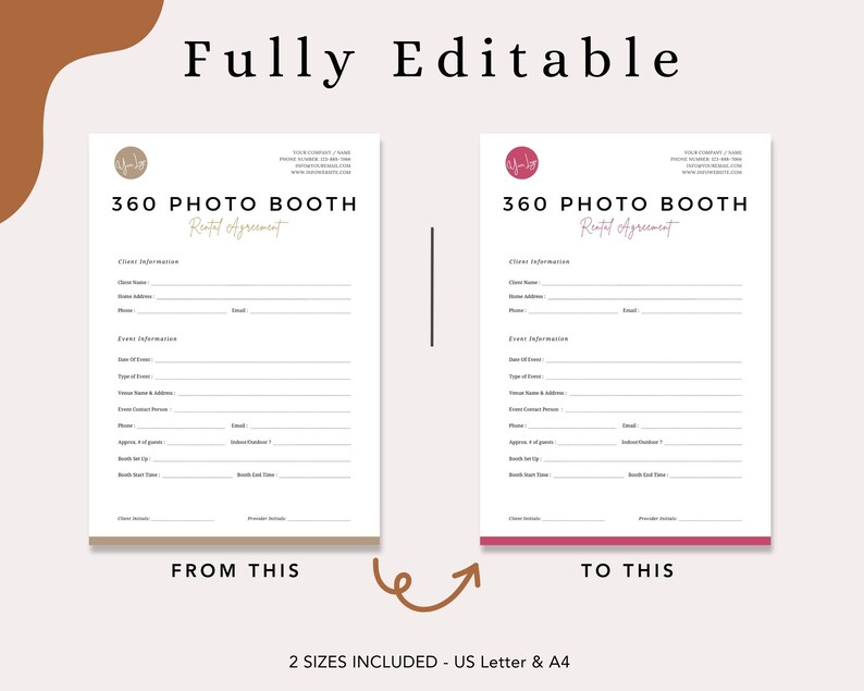 360 Photo Booth Contract Template Photo Booth Template Canva - Etsy