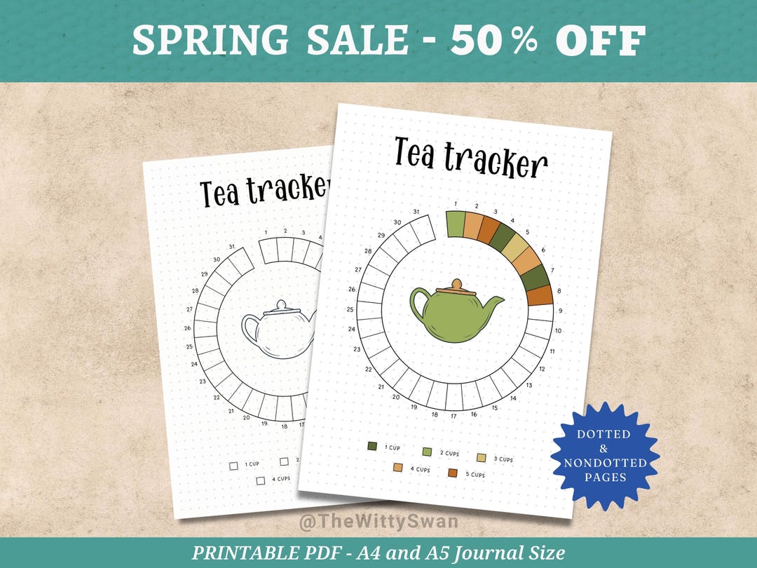 Tea Tracker Printable Journal Pages Monthly Tracker Bujo Printable ...