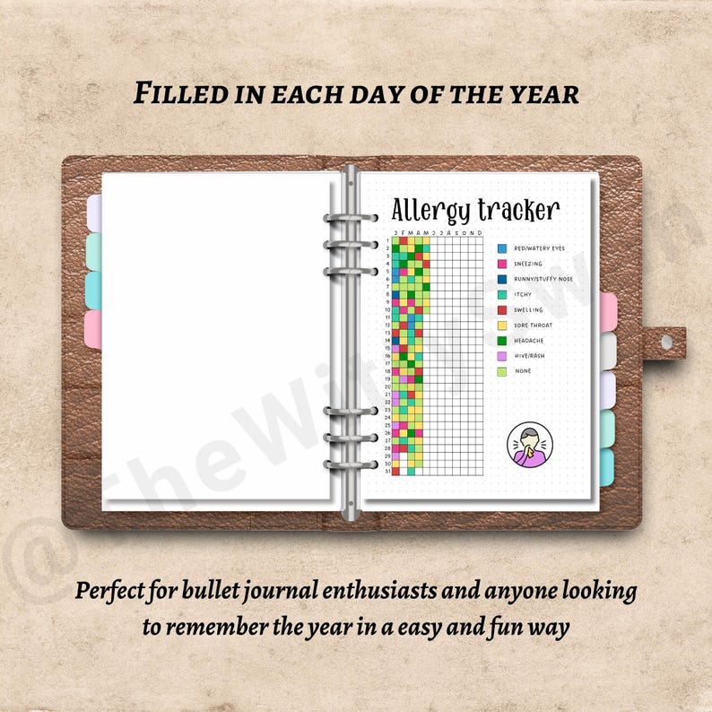 Allergy Tracker Journal Pages Printable Yearly Tracker Bujo Printable ...