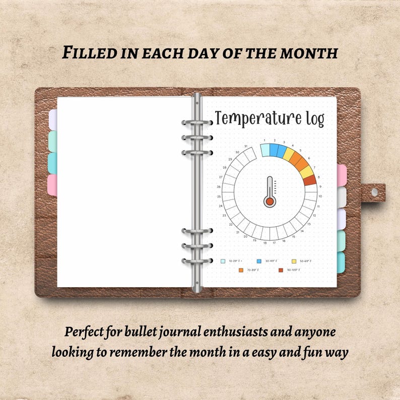 Temperature Tracker Journal Pages Printable Monthly Tracker Weather ...