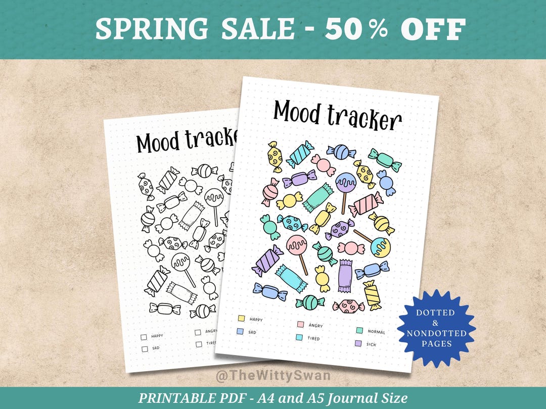 Candy Mood Tracker Journal Pages Printable Mood Habit Tracker Bujo ...