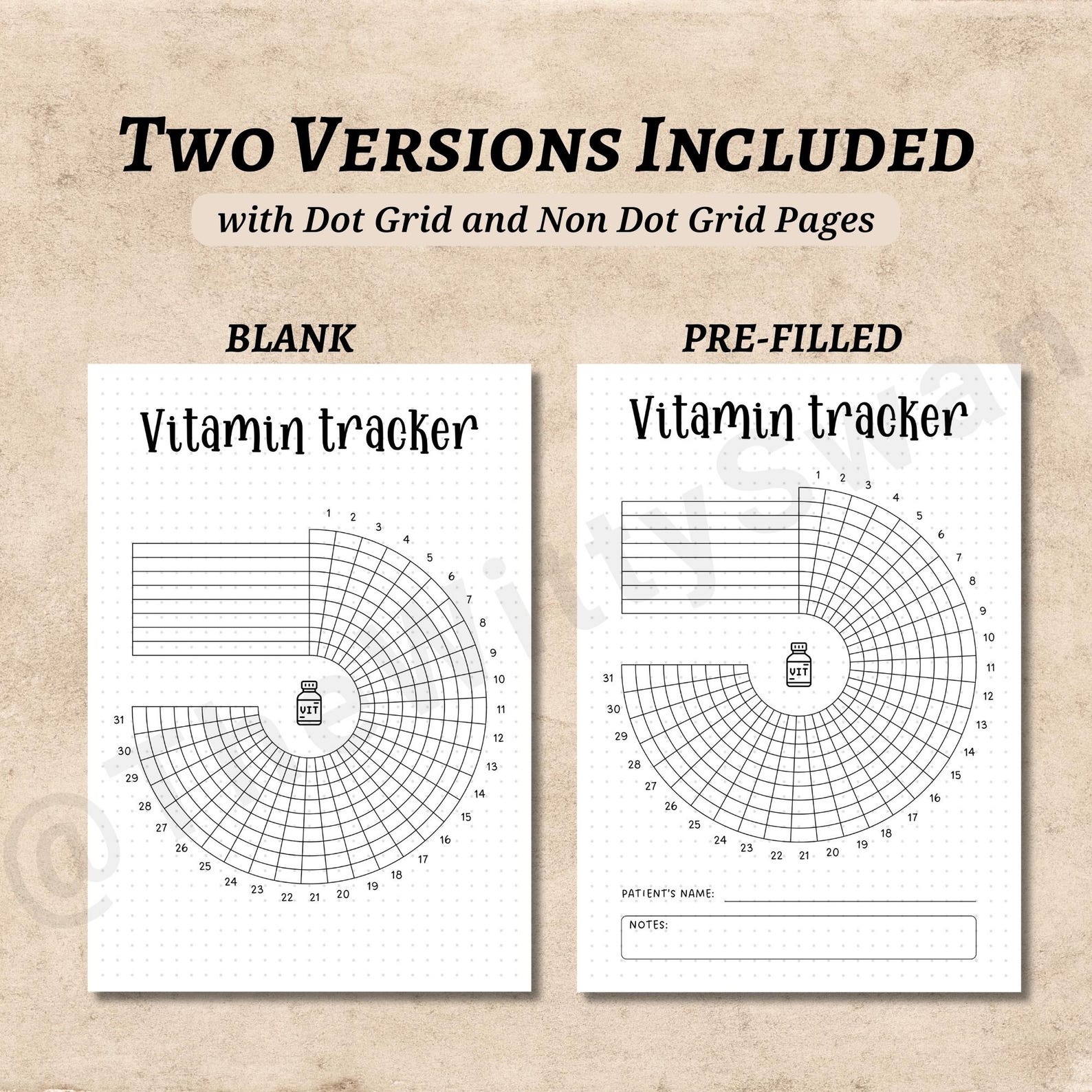 Vitamin Tracker Printable Journal Pages Supplement Tracker Monthly ...