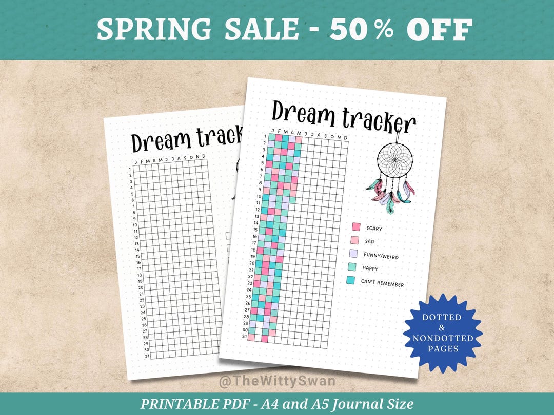 Dream Tracker Journal Pages Printable Yearly Tracker Bujo Printable ...