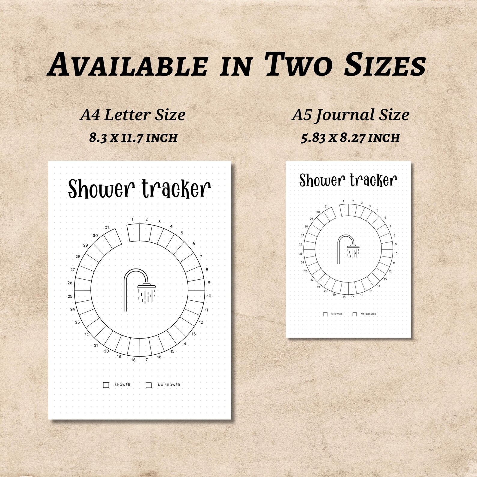 Shower Tracker Journal Pages Printable Wheel Tracker Bujo Printable ...