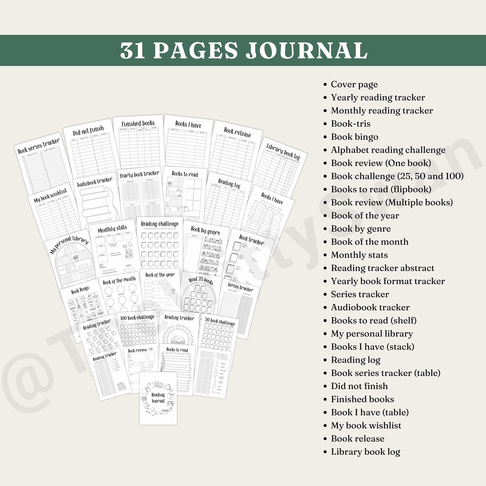 Reading Journal Bundle Printable A5 Pages Reading Tracker Book Journal ...