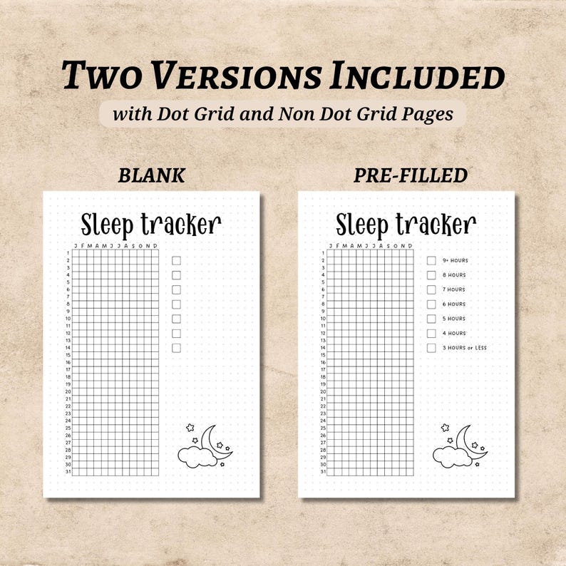 Sleep Tracker Printable Journal Pages Yearly Tracker Bujo Printable Nap ...