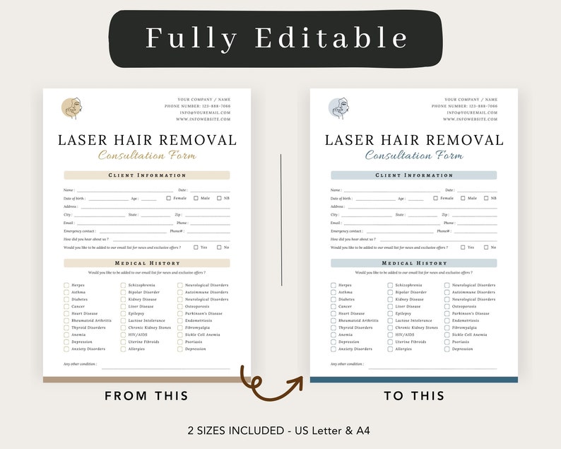 Laser Hair Removal Consent Forms, Esthetician Template, Laser Hair ...
