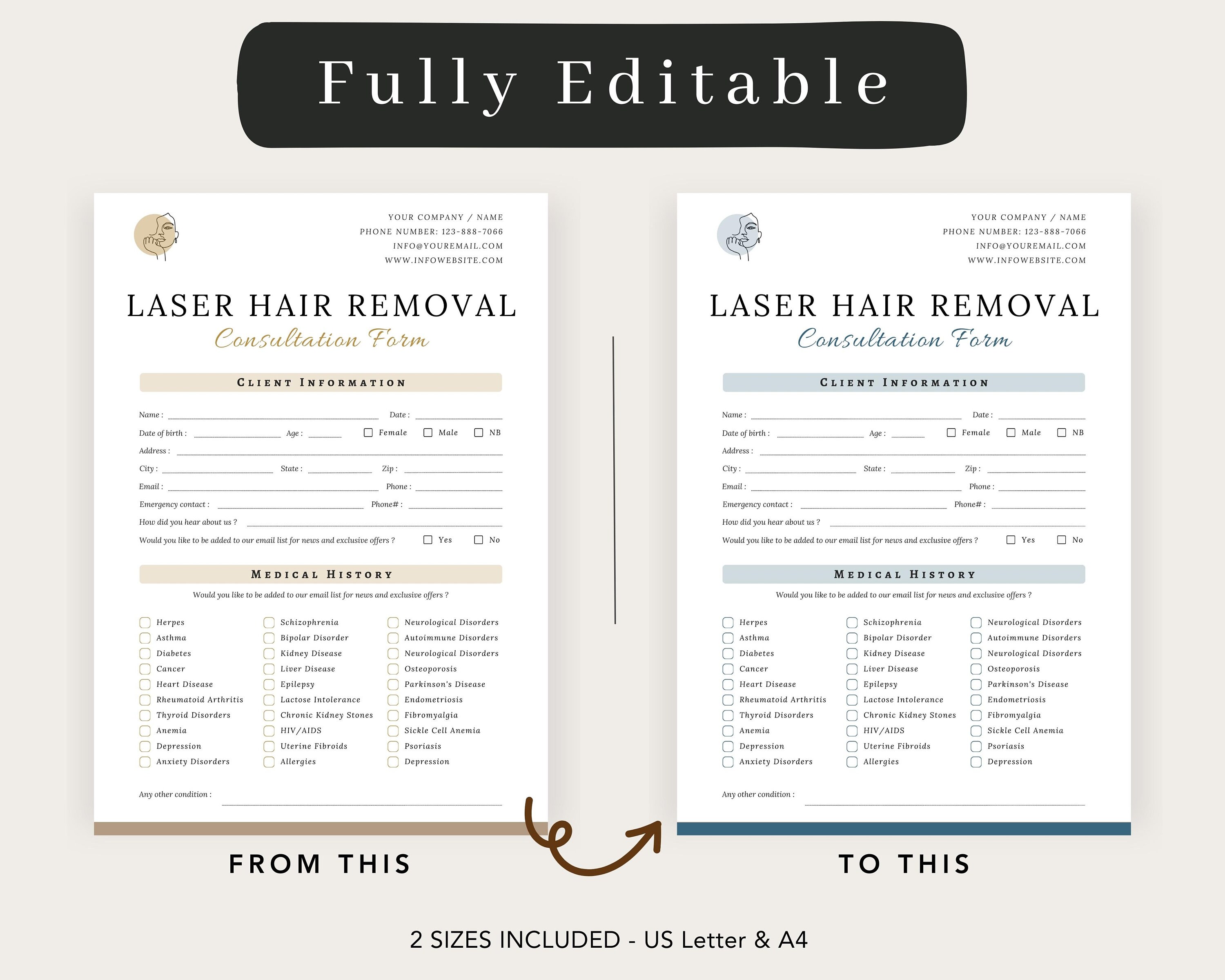 Laser Hair Removal Consent Forms, Esthetician Template, Laser Hair ...