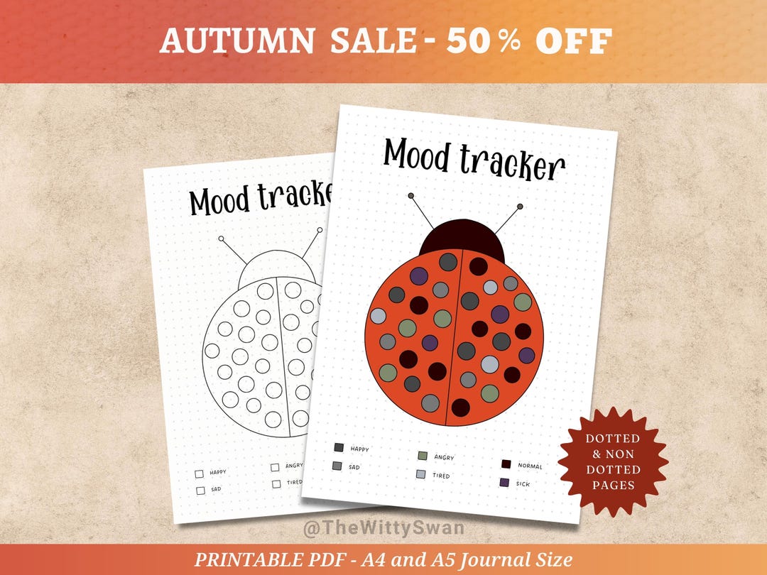 Ladybug Mood Tracker Planner Insert A5 Journal Printable Pages Mood ...